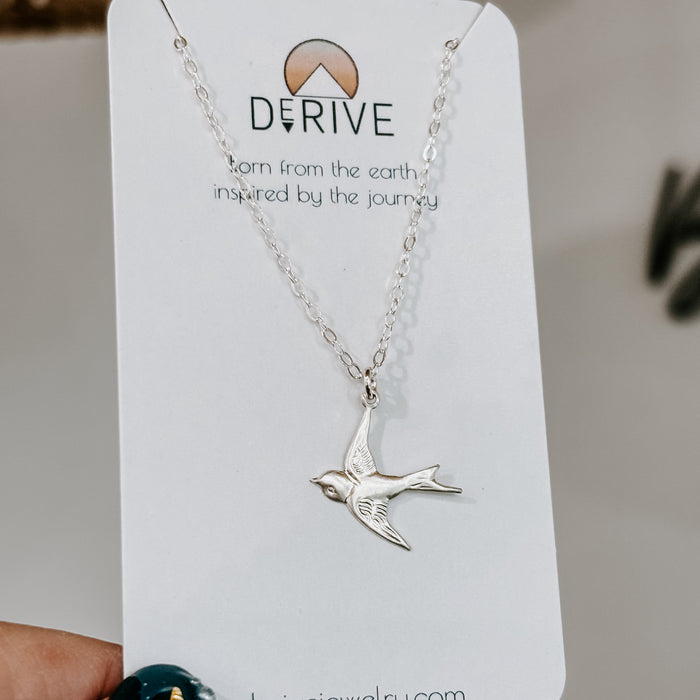 Dainty Flying Swallow Bird Necklace – Derive Jewelry