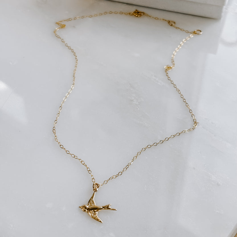 Dainty Flying Swallow Bird Necklace – Derive Jewelry