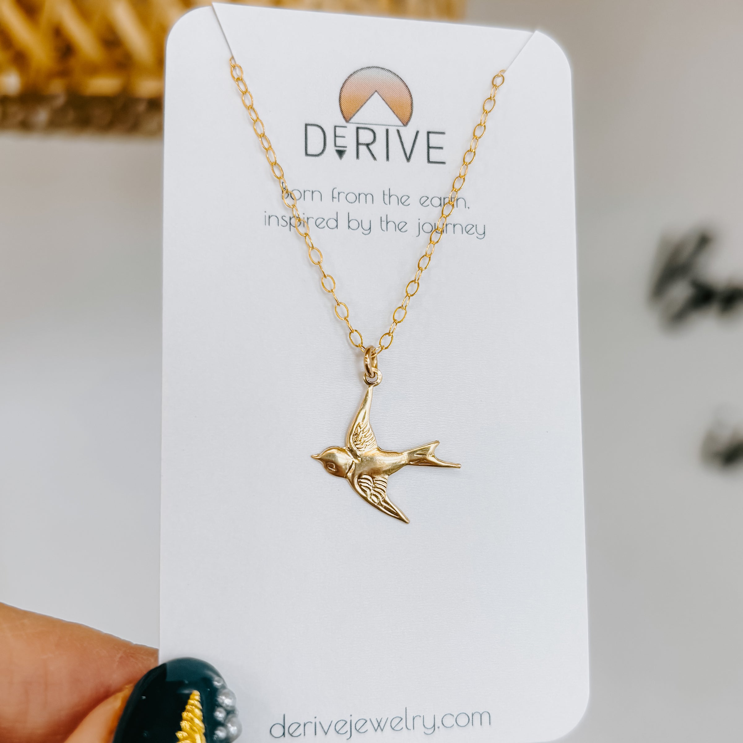 Dainty Flying Swallow Bird Necklace – Derive Jewelry