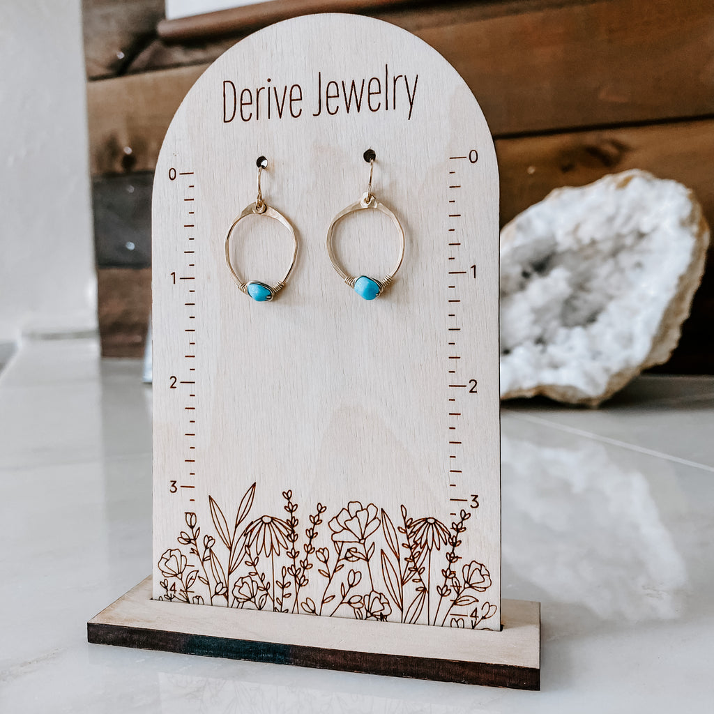 Blue Ithaca Turquoise Mini Organic Hoop Earrings – Derive Jewelry